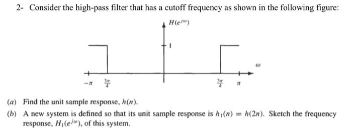 Solved 2- Consider the high-pass filter that has a cutoff | Chegg.com
