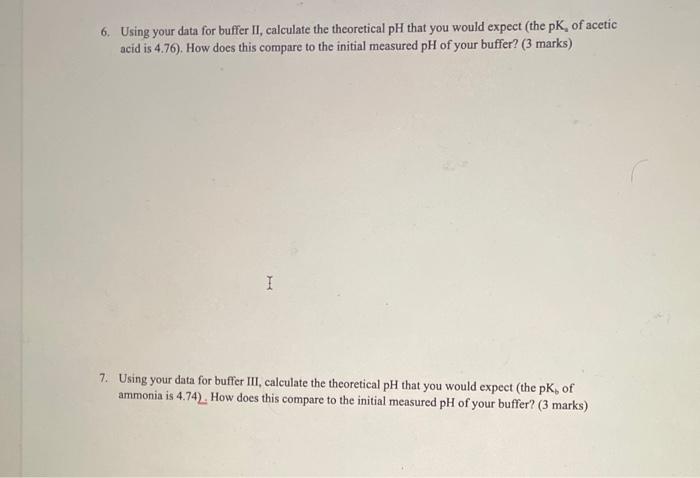use the observation sheet:buffers to answer the | Chegg.com