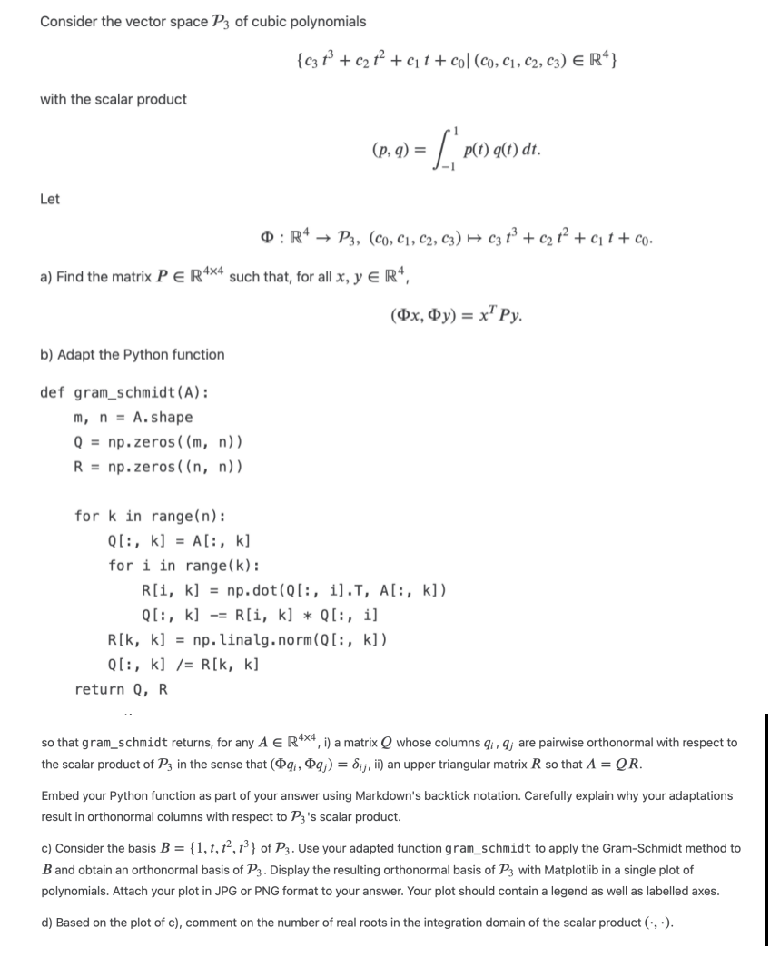 Consider the vector space P3 ﻿of cubic | Chegg.com