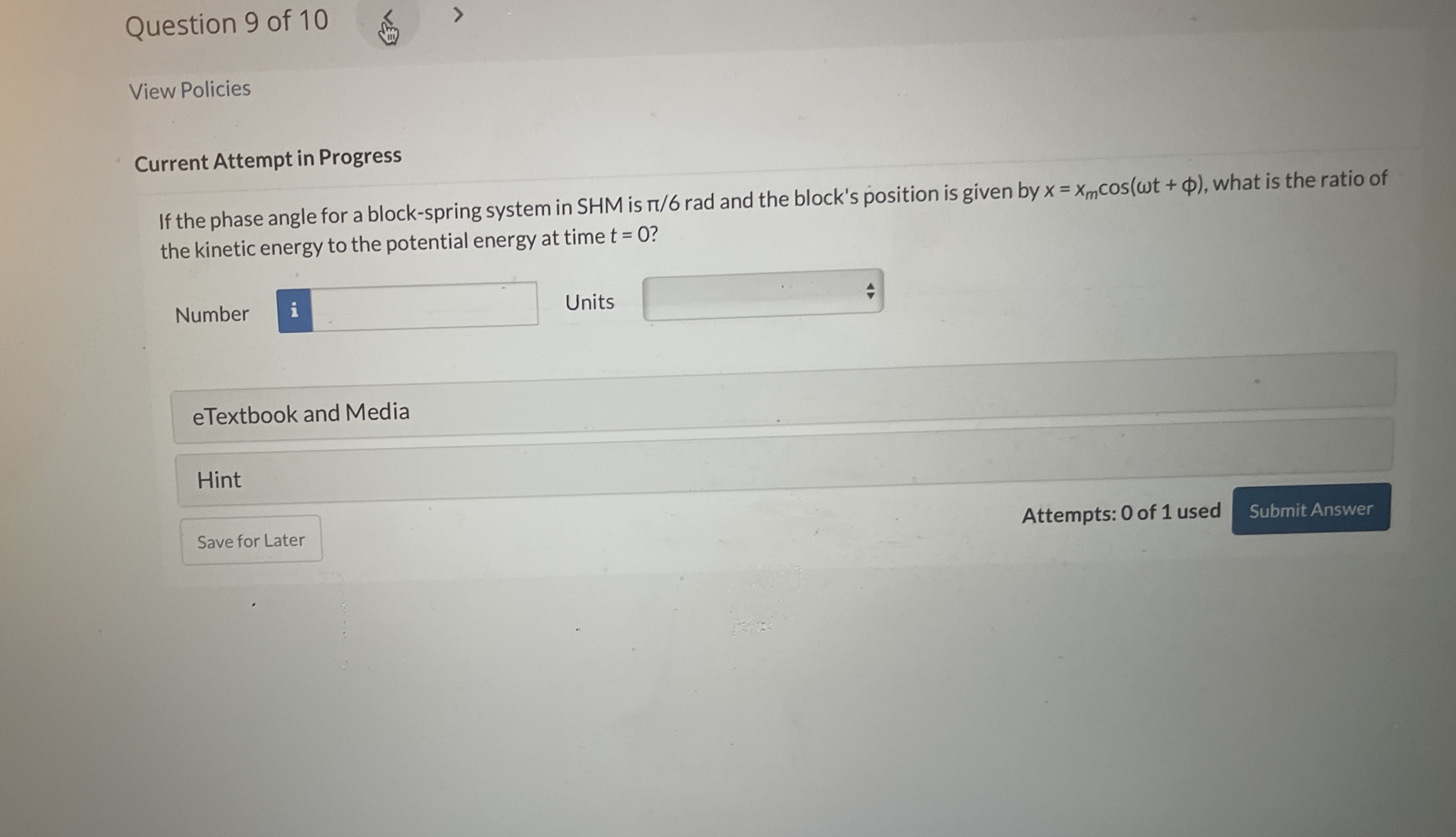 Solved Question 9 ﻿of 10View PoliciesCurrent Attempt in | Chegg.com