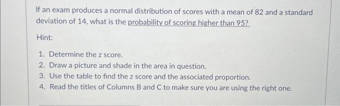 Solved If an exam produces a normal distribution of scores | Chegg.com