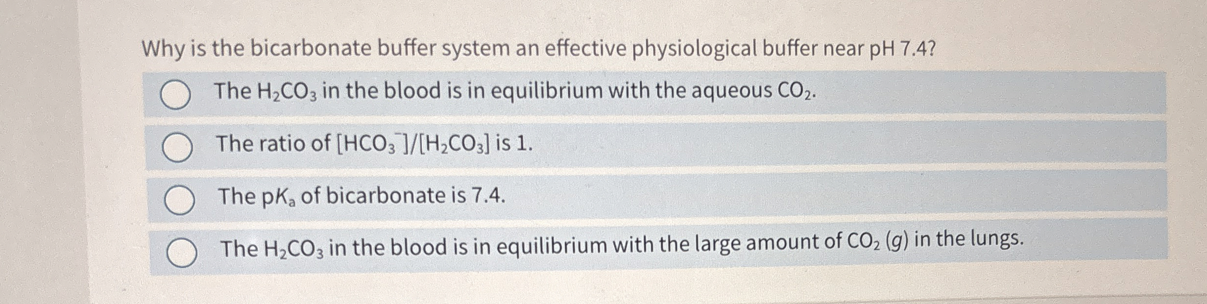 Solved Why Is The Bicarbonate Buffer System An Effective