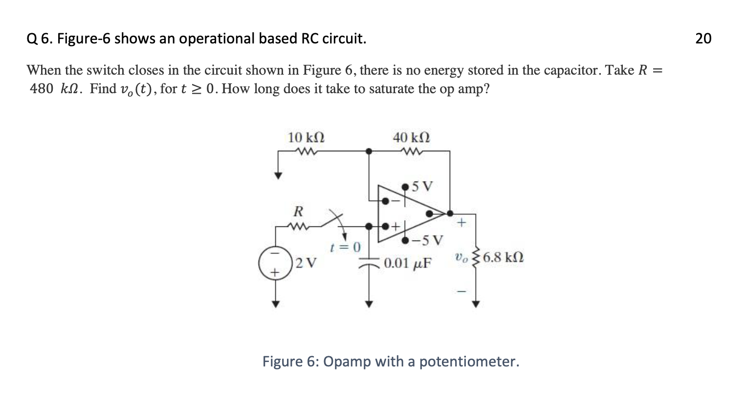 Solved Q 6. ﻿Figure-6 ﻿shows an operational based RC | Chegg.com
