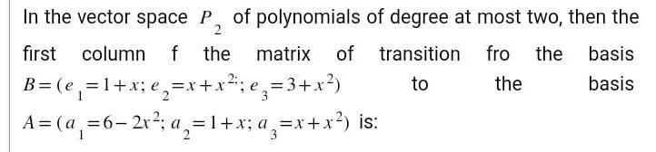 Solved In the vector space P2 of polynomials of degree at | Chegg.com