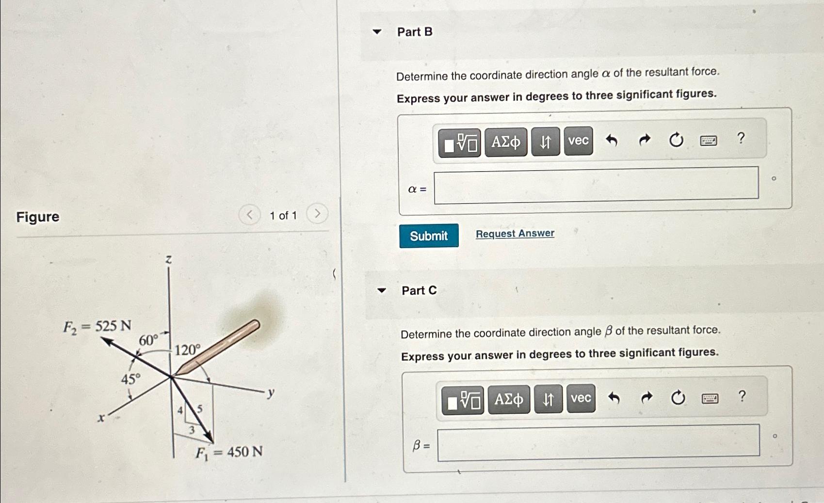 Solved Part Bdetermine The Coordinate Direction Angle α ﻿of