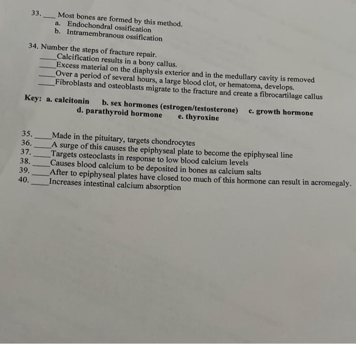 Solved Bone and Cartilage Tissue Worksheet Use the following | Chegg.com
