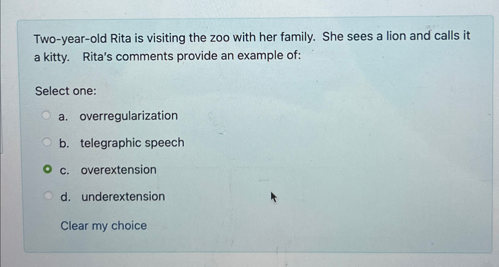 Solved Two-year-old Rita is visiting the zoo with her | Chegg.com