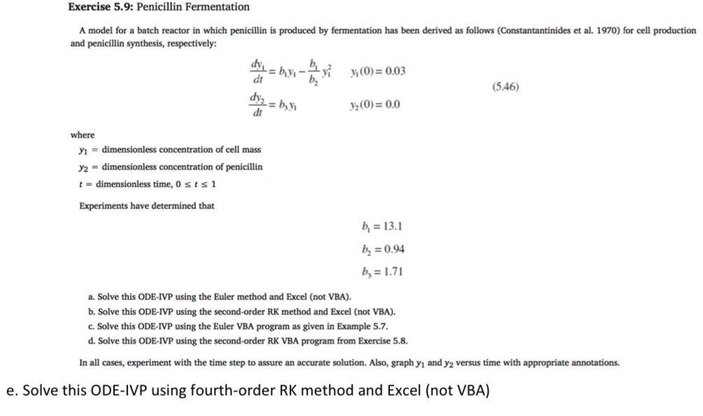 Solved Exercise 5.9: Penicillin FermentationA model for a | Chegg.com