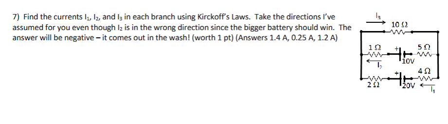 Solved Find the currents I1,I2, ﻿and I3 ﻿in each branch | Chegg.com