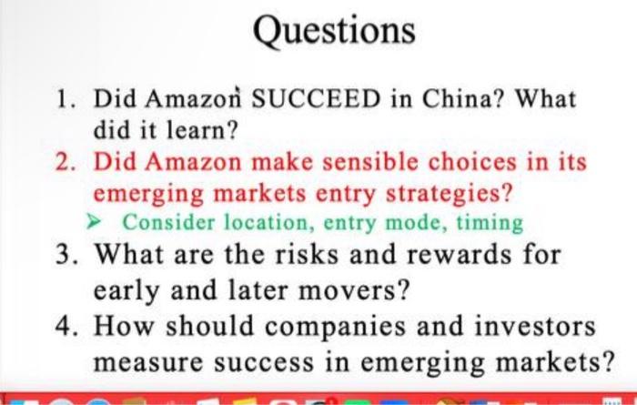 Solved Questions 1. Did Amazon SUCCEED in China? What did it | Chegg.com