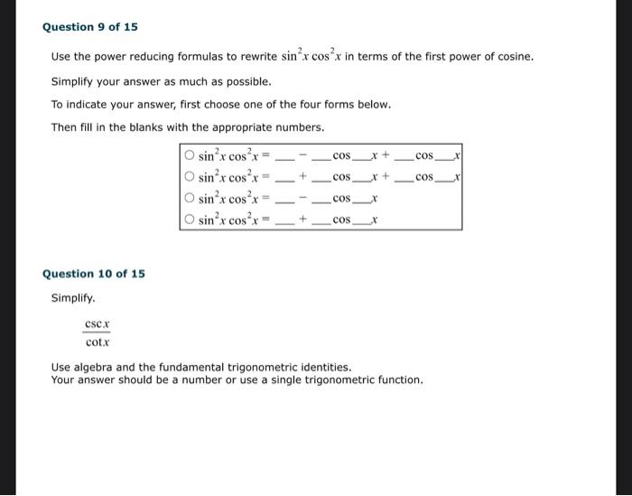 Solved Use the power reducing formulas to rewrite sin2xcos2x | Chegg.com
