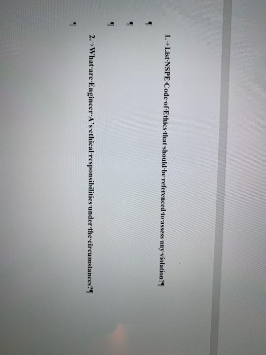 Solved 1. List·NSPE Code of Ethics that should be referenced | Chegg.com