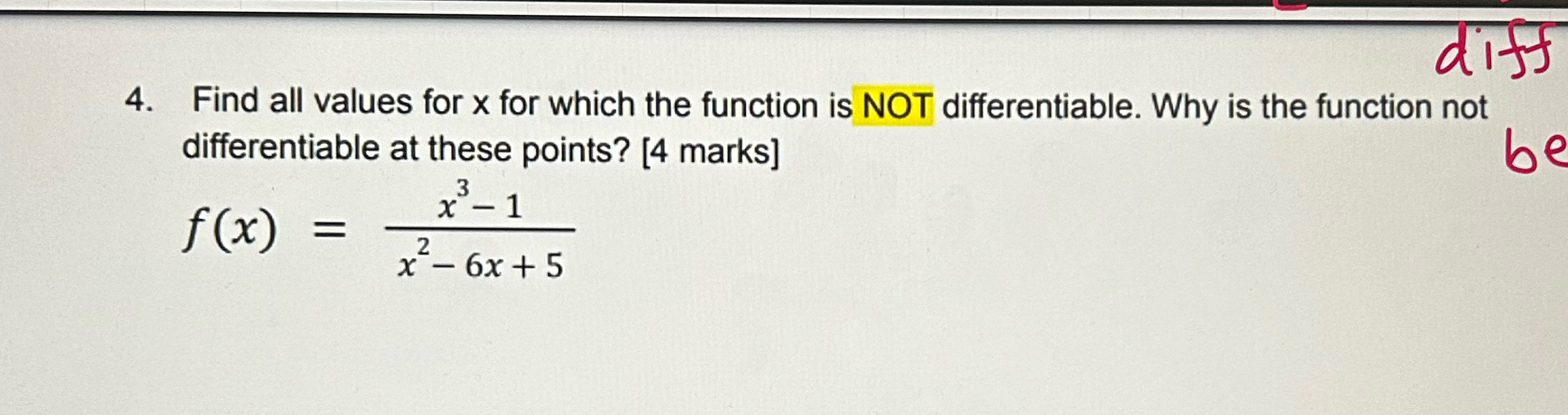 Solved Find all values for x ﻿for which the function is NOT | Chegg.com