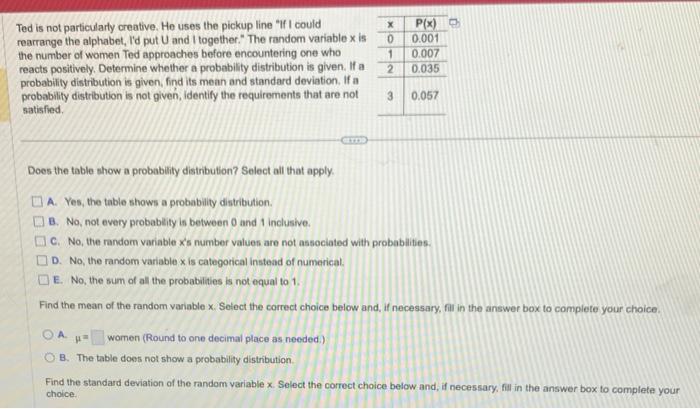 Solved Ted is not particularly creative. He uses the pickup | Chegg.com