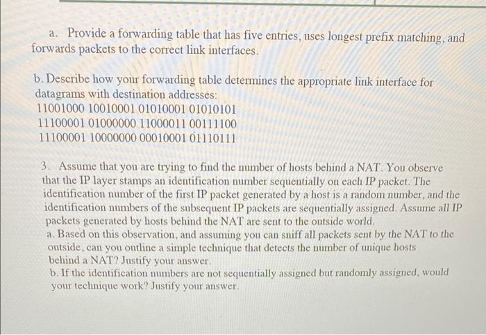 Solved 1. We noted that network layer functionality can be | Chegg.com