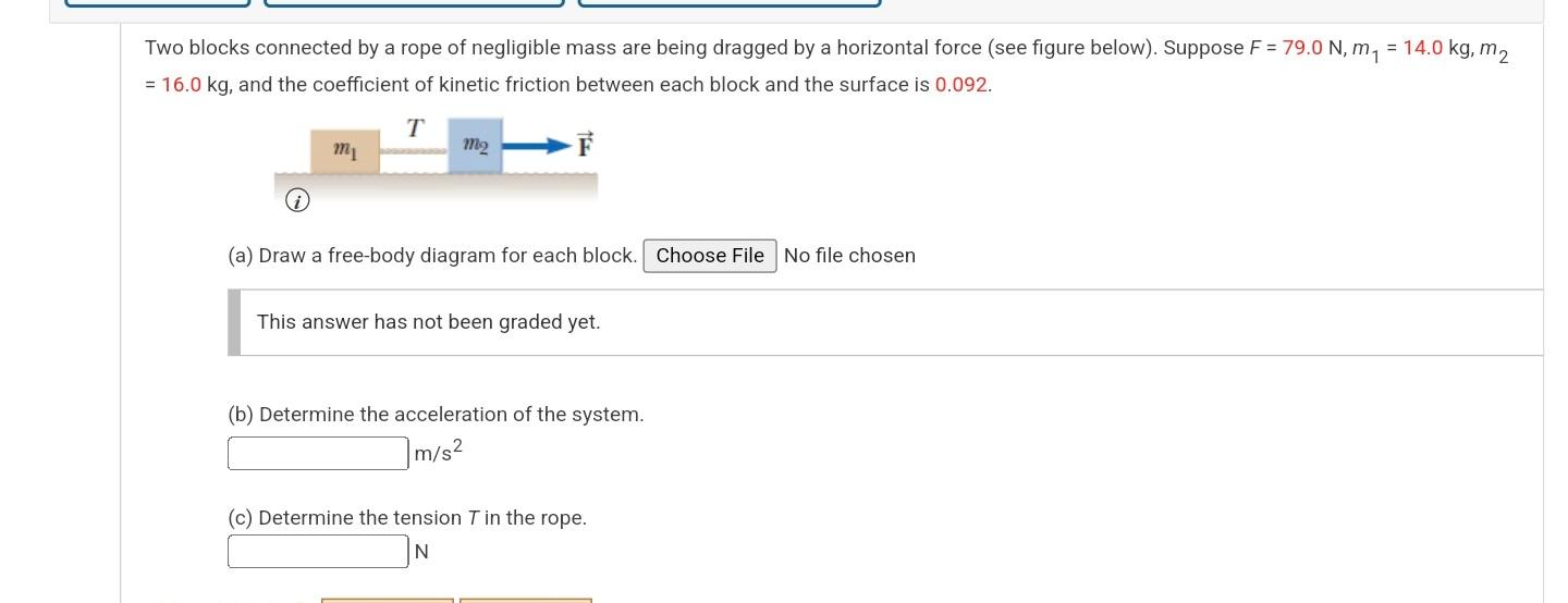 Solved Two blocks connected by a rope of negligible mass are | Chegg.com
