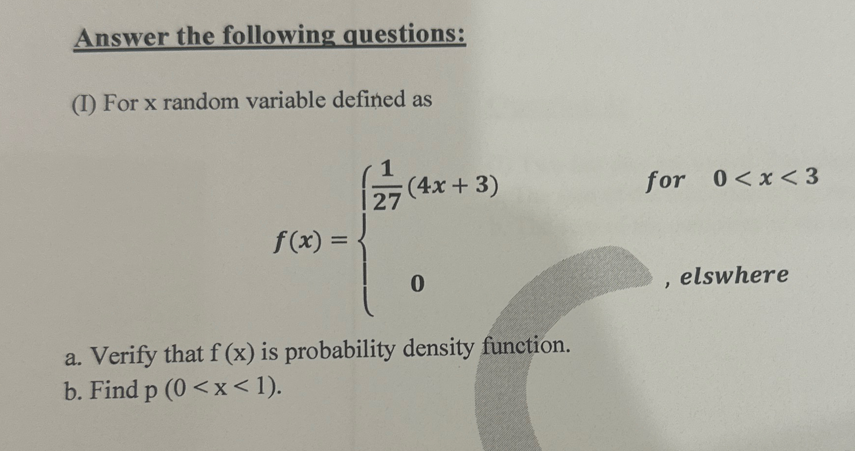 Solved Answer The Following Questionsi ﻿for X ﻿random 