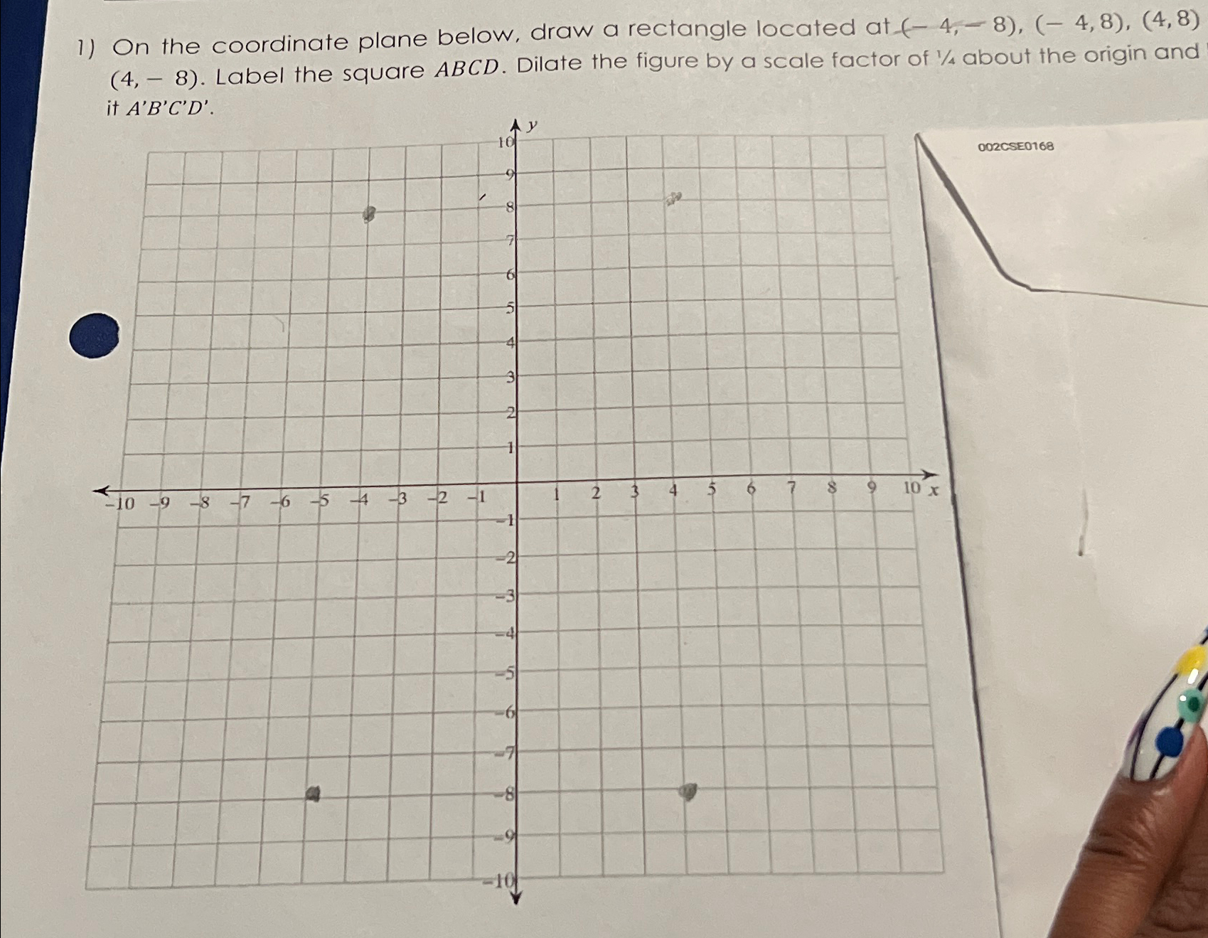Solved On the coordinate plane below, draw a rectangle | Chegg.com