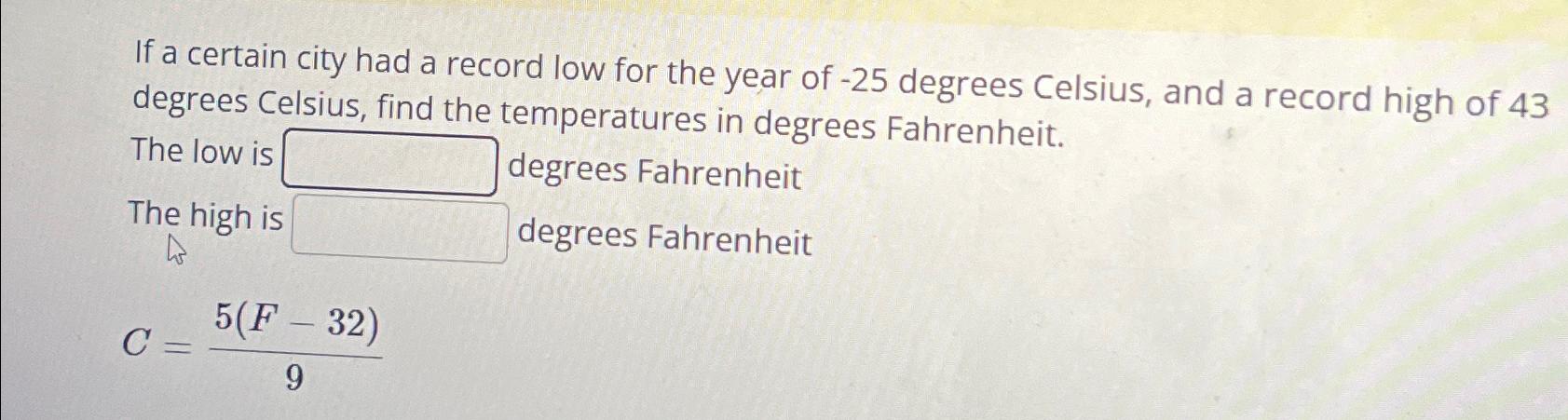 Solved If a certain city had a record low for the year of | Chegg.com