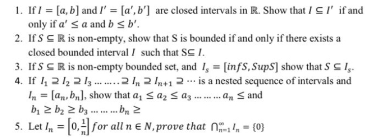 Solved If I=[a,b] ﻿and I'=[a',b'] ﻿are closed intervals in | Chegg.com