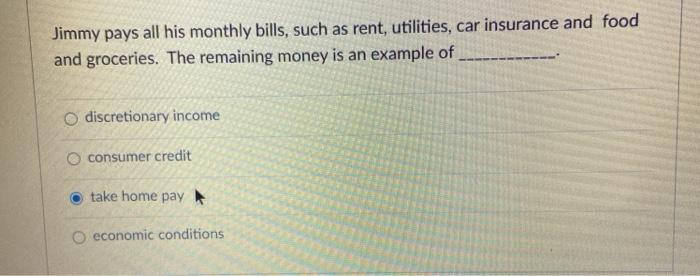 Solved Jimmy pays all his monthly bills, such as rent, | Chegg.com