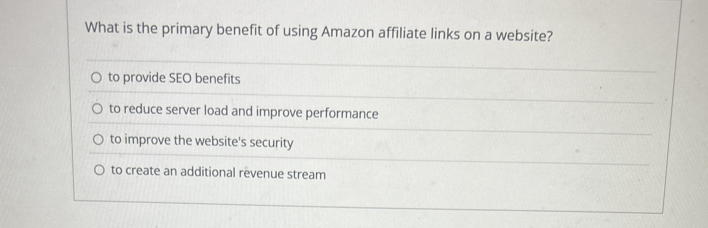 Solved What is the primary benefit of using Amazon affiliate | Chegg.com