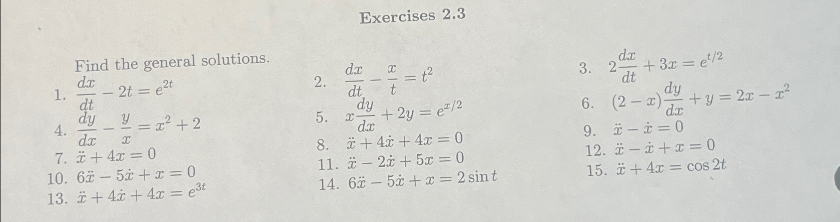 Solved Exercises 2.3Find the general | Chegg.com