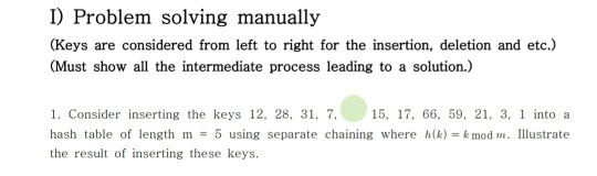 Solved I) Problem solving manually (Keys are considered from | Chegg.com