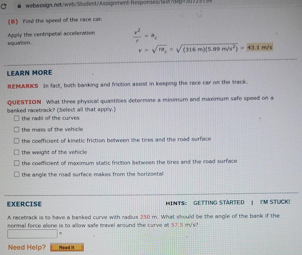 Solved GOAL Solve a centripetal force problem involving two | Chegg.com