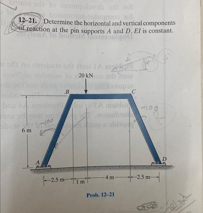 Solved 12-21. Determine the horizontal and vertical | Chegg.com