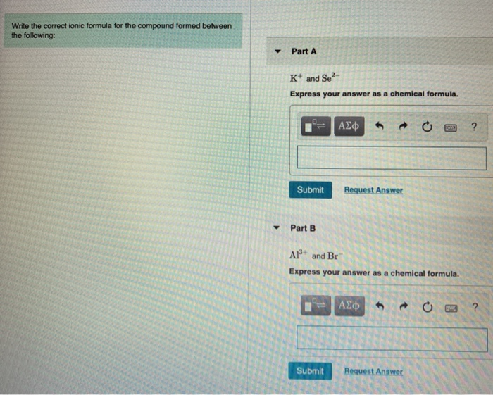 Solved Write the correct ionic formula for the compound | Chegg.com