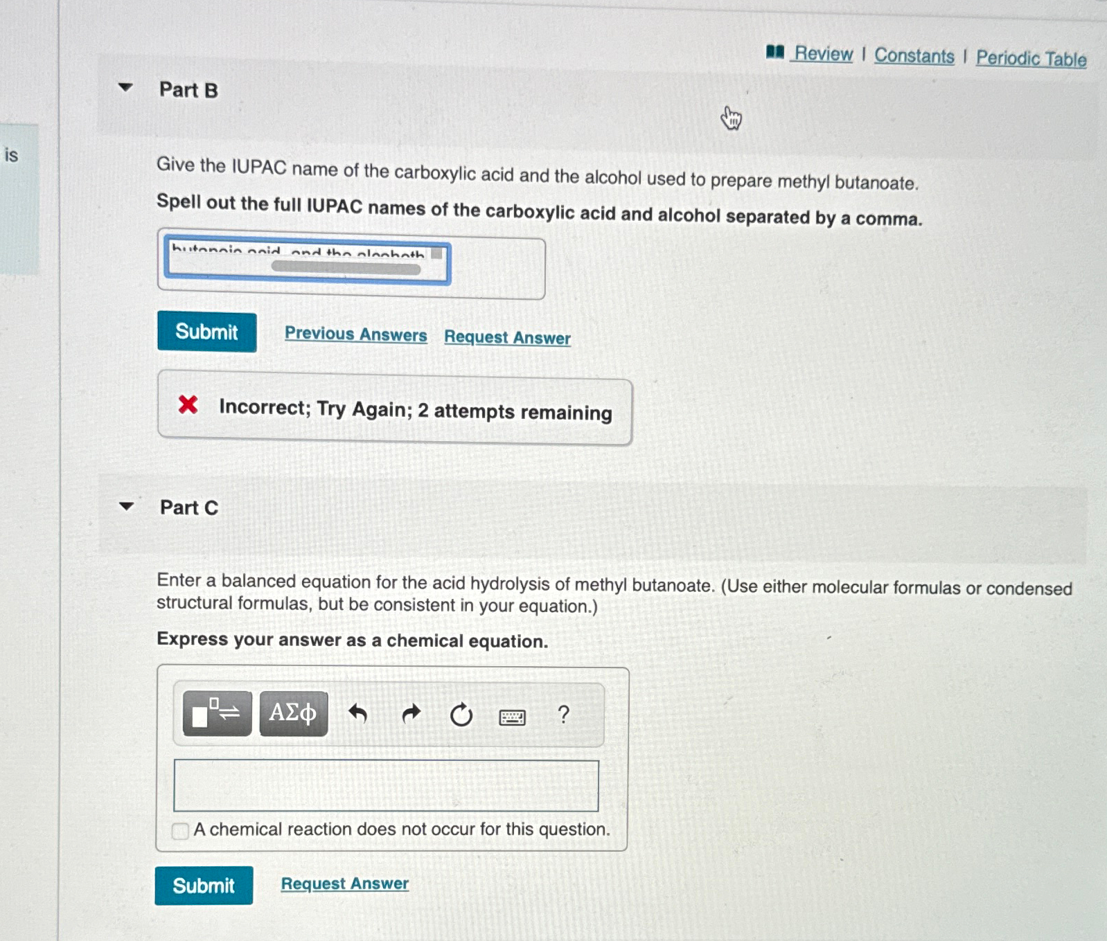 Solved ReviewConstantsPeriodic TablePart BGive the IUPAC | Chegg.com