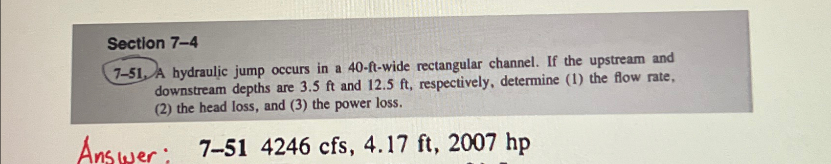 Solved Section 7-47-51. ﻿A hydraulic jump occurs in a | Chegg.com