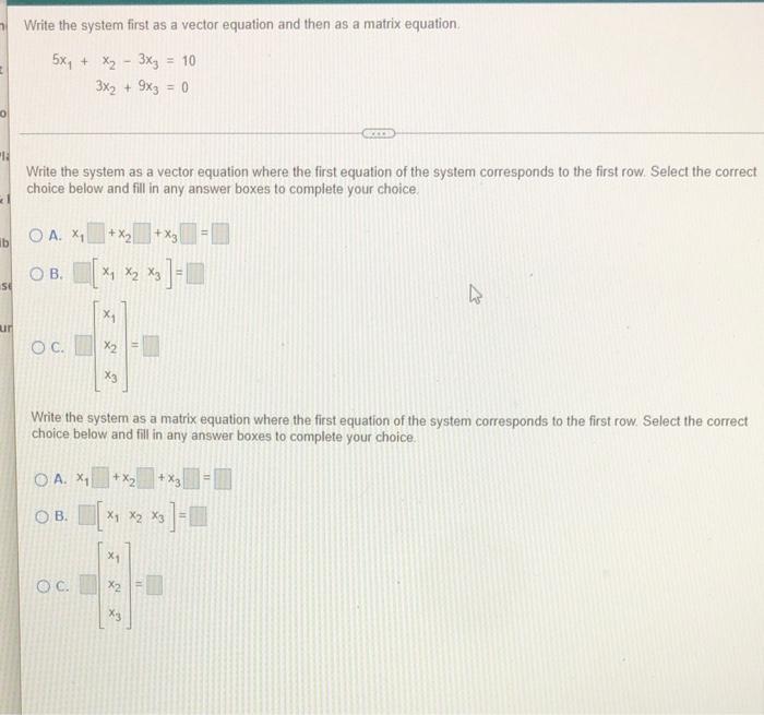 Solved Use the definition of Ax to write the vector equation | Chegg.com
