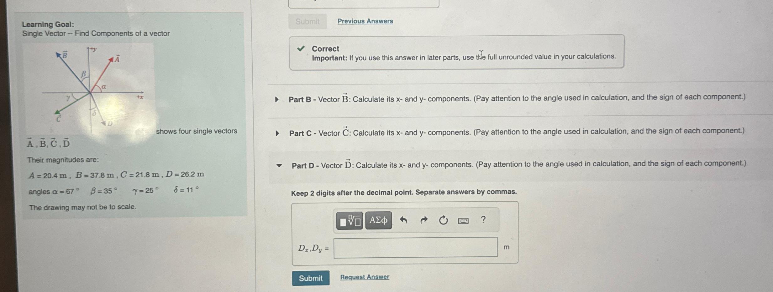 Solved Learning Goal:Single Vector - ﻿Find Components of a | Chegg.com