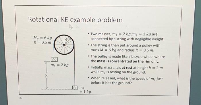 Solved 37 Rotational KE example problem Mp = 6 kg R = 0.5 m | Chegg.com