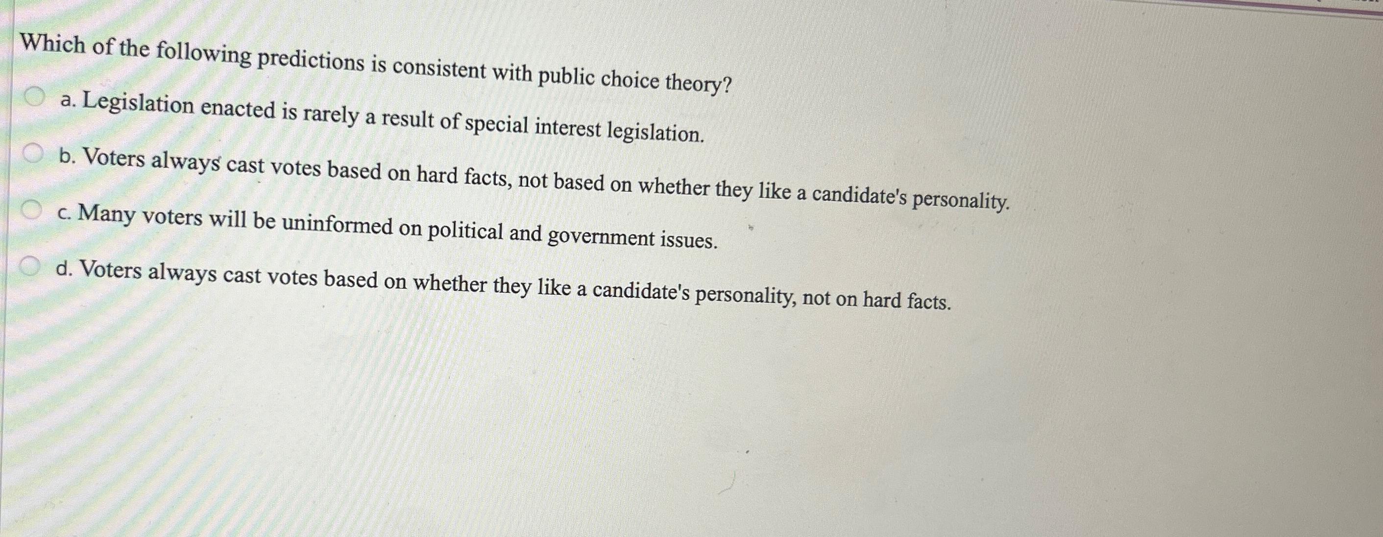 Solved Which of the following predictions is consistent with | Chegg.com