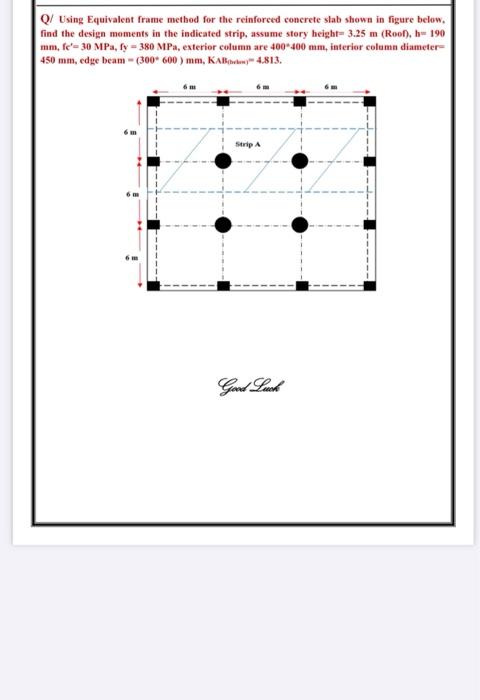 Solved Q/ Using Equivalent frame method for the reinforced | Chegg.com