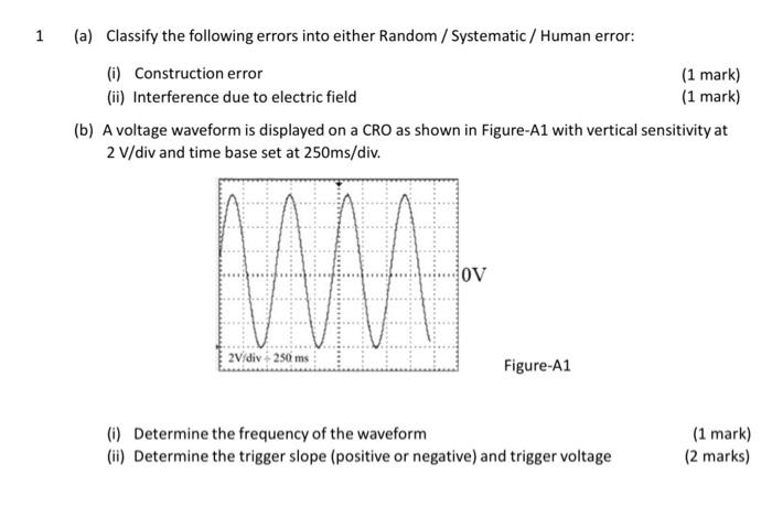 Solved (a) Classify the following errors into either Random | Chegg.com