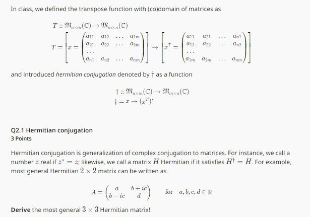 Solved In class, we defined the transpose function with | Chegg.com