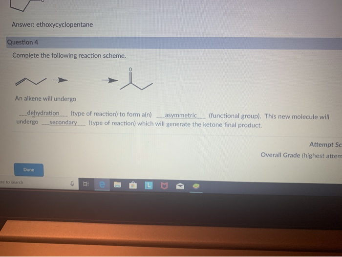 Solved Answer: ethoxycyclopentane Question 4 Complete the | Chegg.com