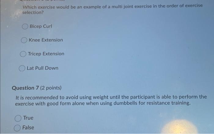 Solved Which exercise would be an example of a multi joint | Chegg.com