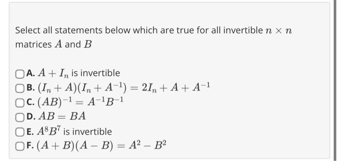 Solved Select all statements below which are true for all | Chegg.com