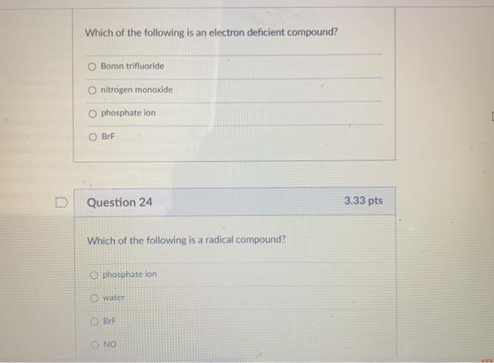Solved Which of the following is an electron deficient | Chegg.com