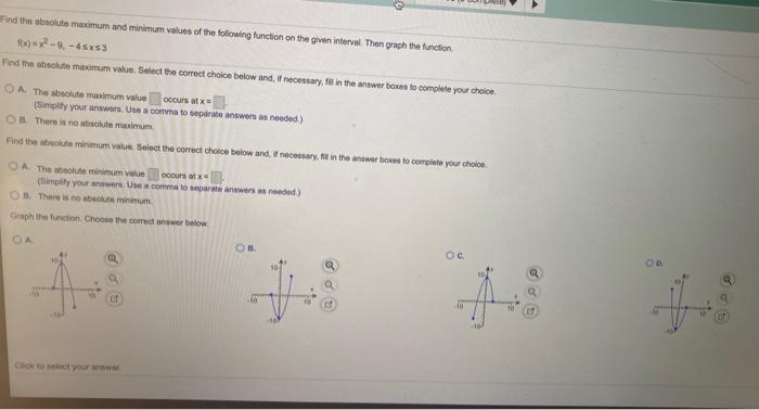 Solved Find The Absolut Maximum And Minimum Values Of The 