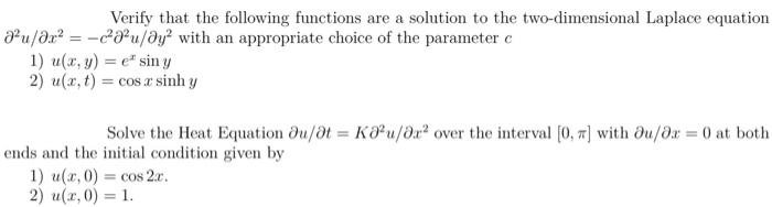 Solved Verify that the following functions are a solution to | Chegg.com