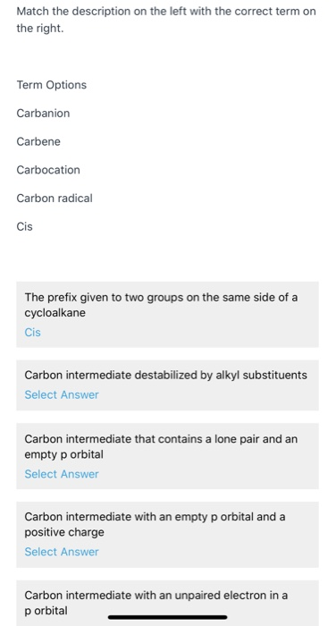 Solved Match the description on the left with the correct | Chegg.com