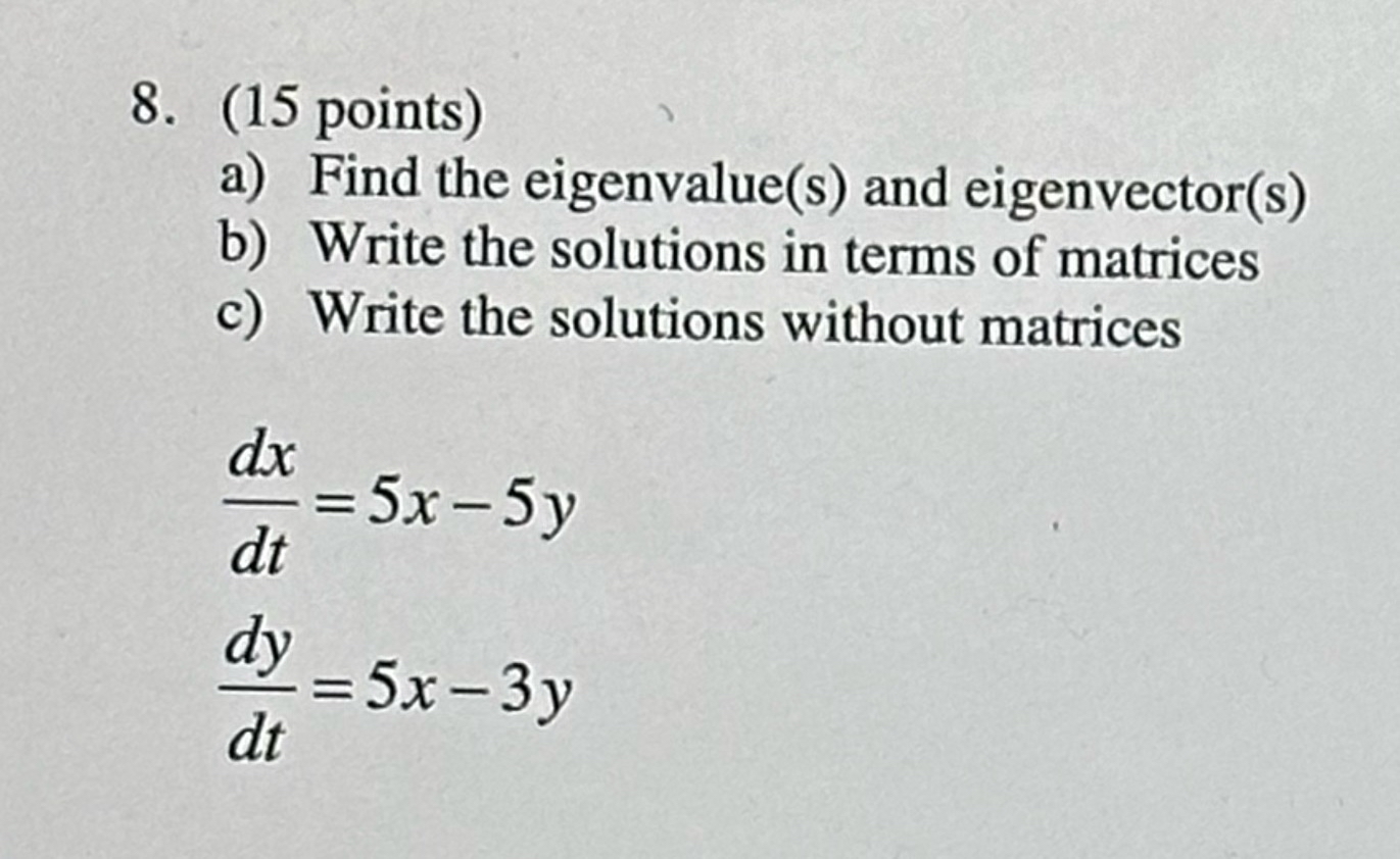 Solved (15 ﻿points)a) ﻿Find the eigenvalue(s) ﻿and | Chegg.com