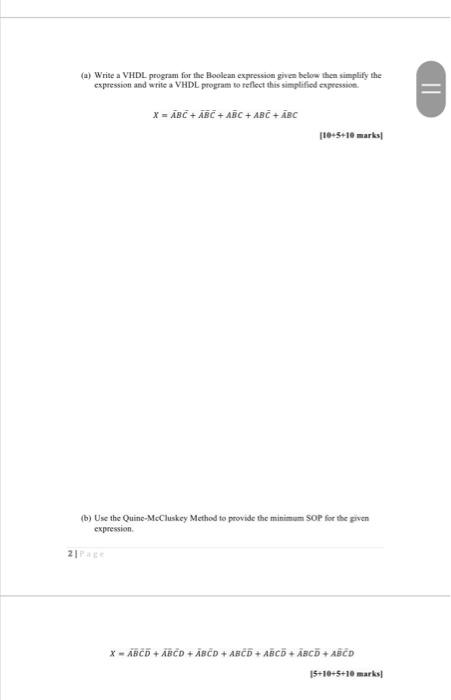 Solved (a) Write a VHDL program for the Boolean expression | Chegg.com Solved (a) Write a VHDL program for the Boolean expression | Chegg.com