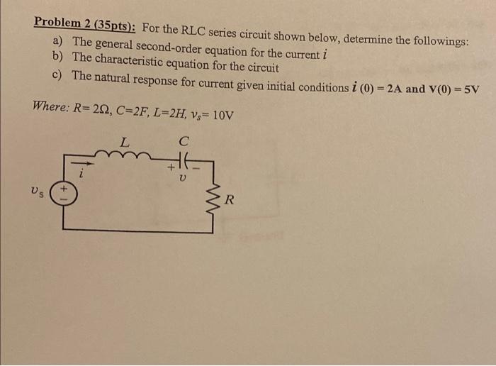 Solved Problem 2 (35pts): For the RLC series circuit shown | Chegg.com